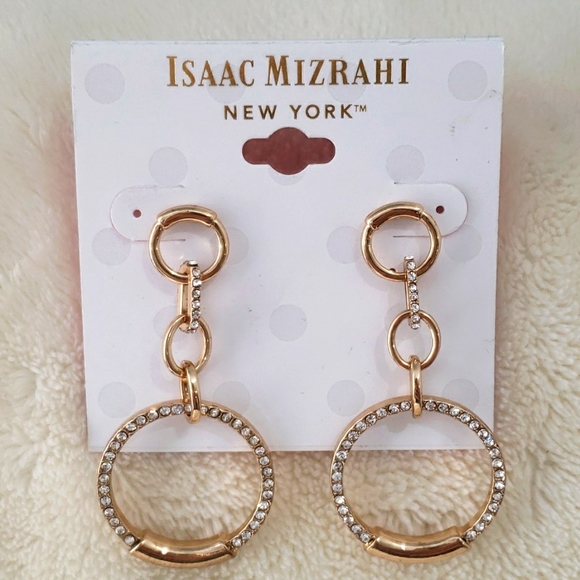 Isaac Mizrahi | Jewelry | 3 3 Isaac Mizrahi Gold Crystal Hoop Ring Drop ...